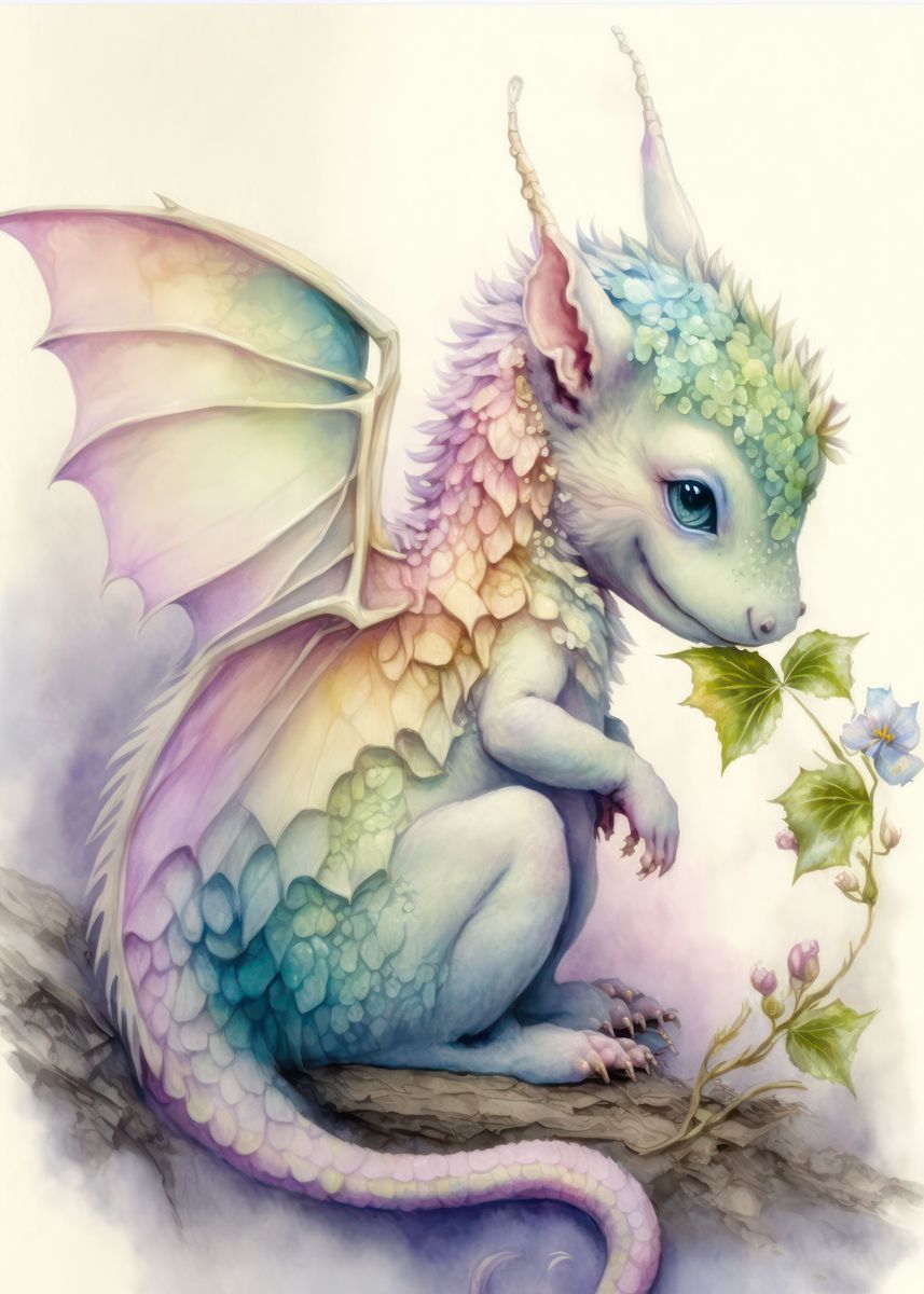 'Adorable little dragon' Poster, picture, metal print, paint by ...