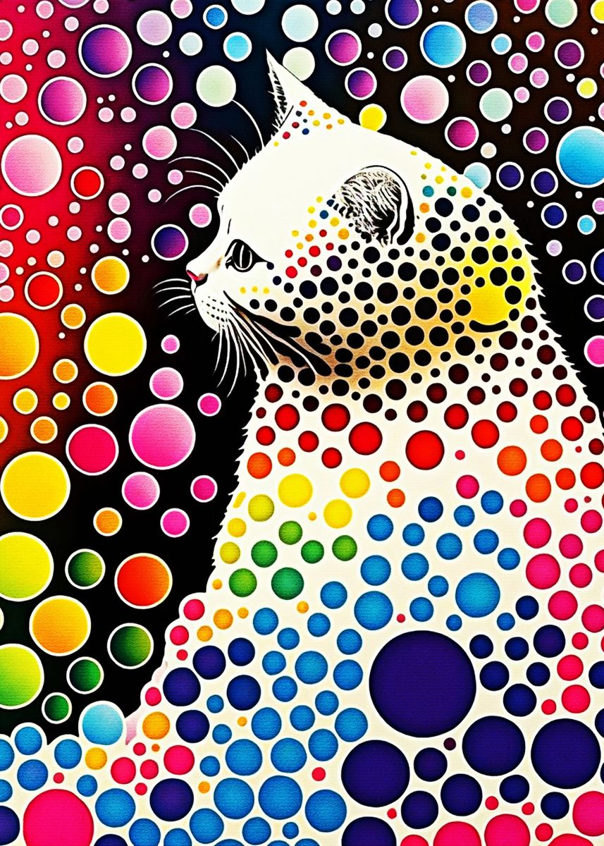 'Abstract Bumble Cat' Poster, picture, metal print, paint by Coffee ...