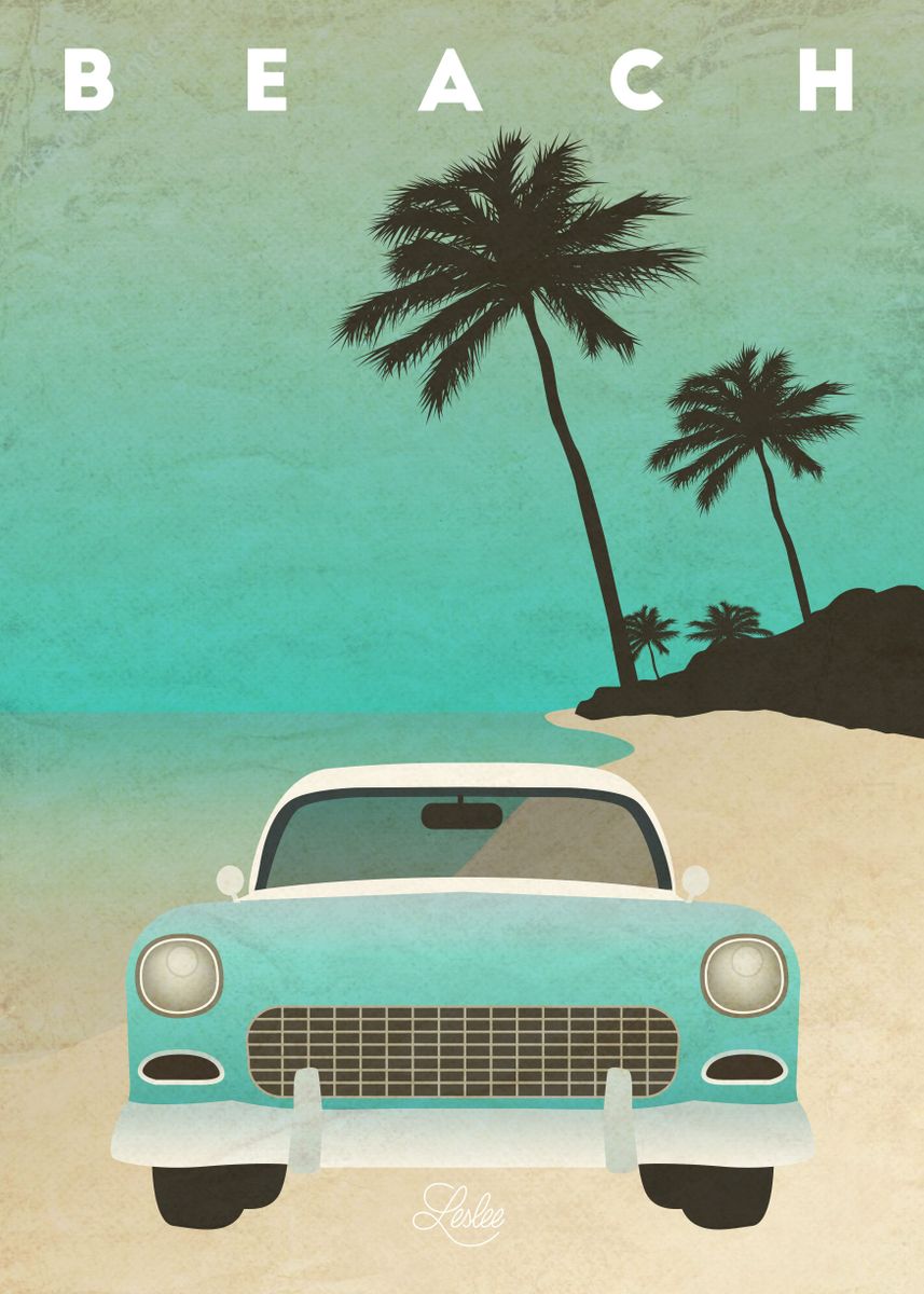 'retro car posters' Poster, picture, metal print, paint by leslie croz ...