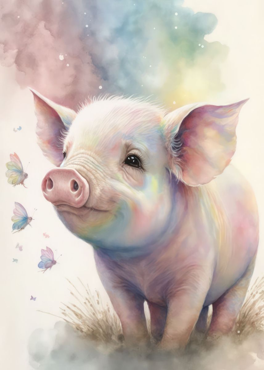 'Sweet little piglet' Poster, picture, metal print, paint by Dolphins ...