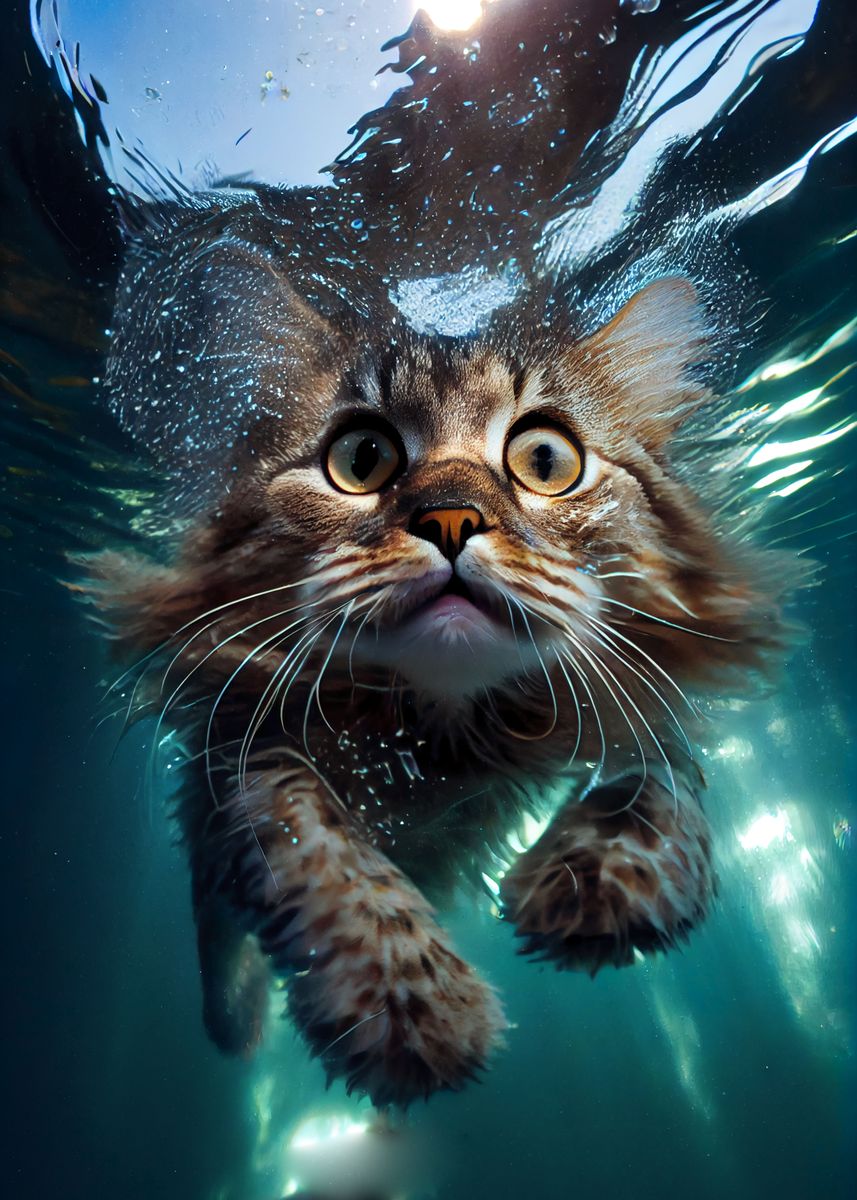 'Underwater Cat' Poster by Mr Relative | Displate