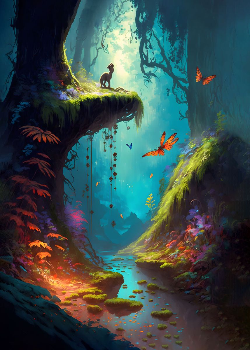 ' Enchanted Forest' Poster, picture, metal print, paint by Valter ...