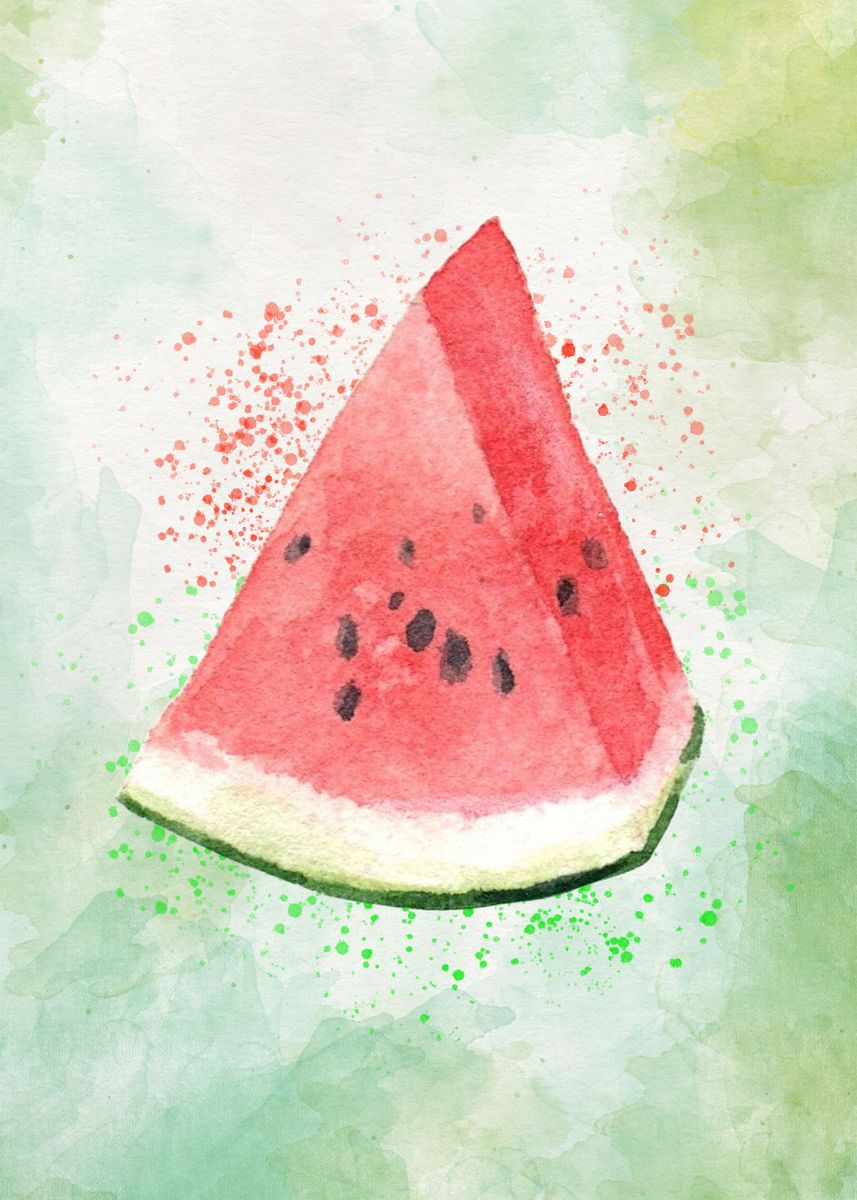 'watermelon watercolor' Poster, picture, metal print, paint by thoif ...