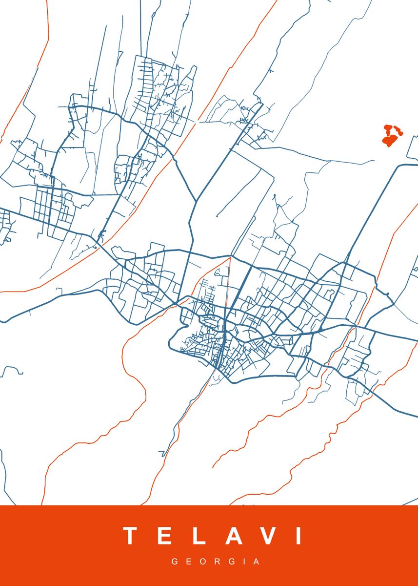 'Map TELAVI GEORGIA' Poster, picture, metal print, paint by UrbanMaps ...