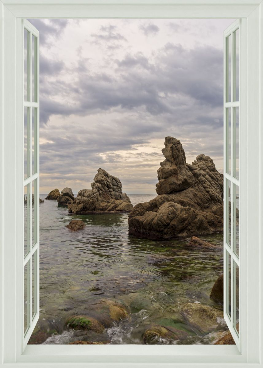 'Open window sea landscape' Poster, picture, metal print, paint by ...