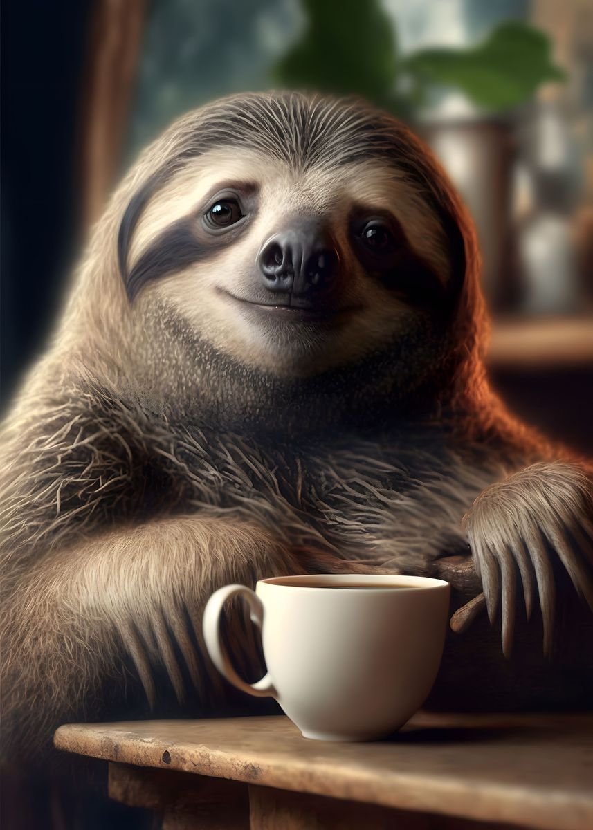 'Morning Sloth' Poster, picture, metal print, paint by David Godbehere ...