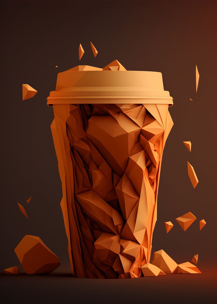 'Polygon Coffee' Poster, picture, metal print, paint by Sami Bouchareb ...