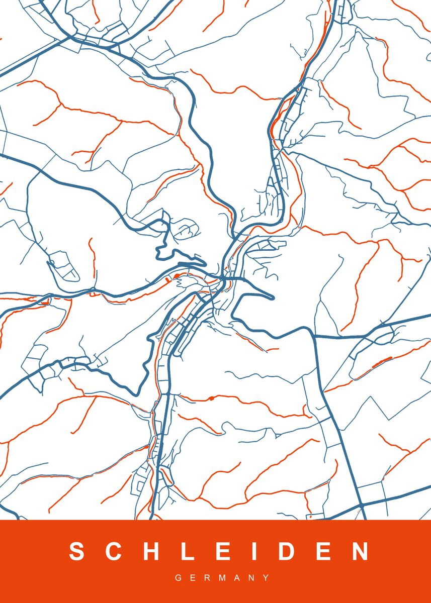 'Map SCHLEIDEN GERMANY' Poster, picture, metal print, paint by ...