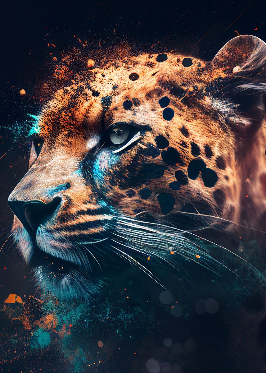 'Leopard Art' Poster, picture, metal print, paint by CBrook | Displate