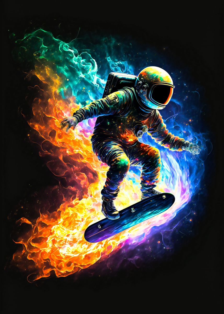'ASTRO ON FIRE' Poster, picture, metal print, paint by Xi Designs ...
