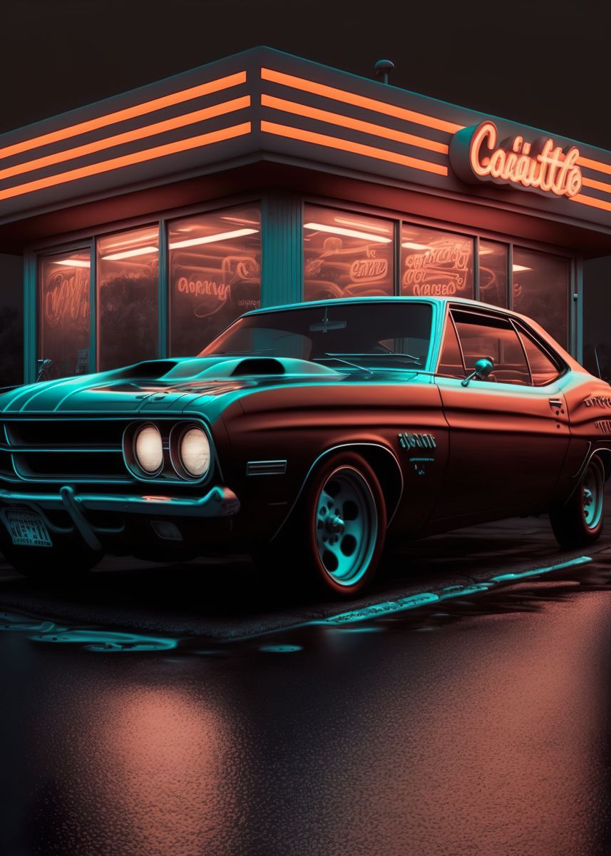 'Muscle Car' Poster, picture, metal print, paint by Michael Schramm ...