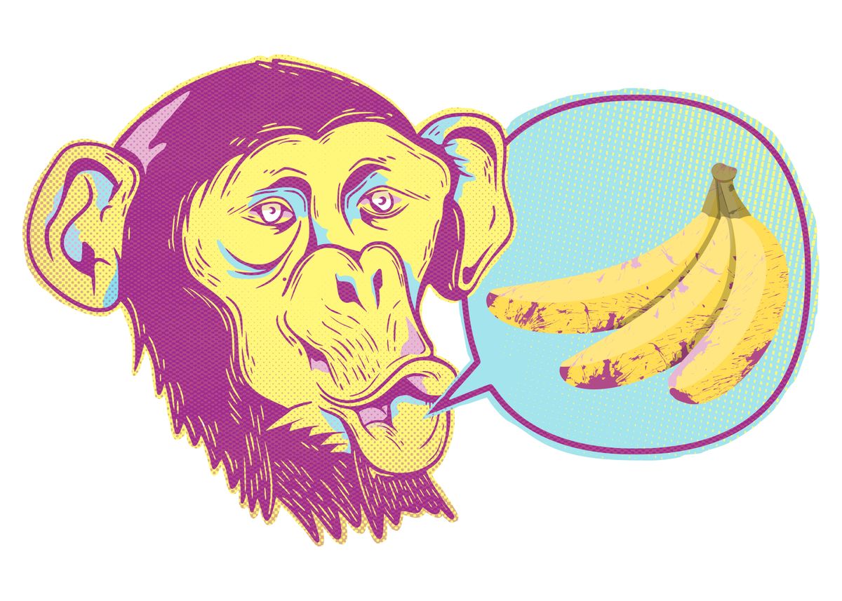 'Chimpanzee banana' Poster by mailbox disco | Displate