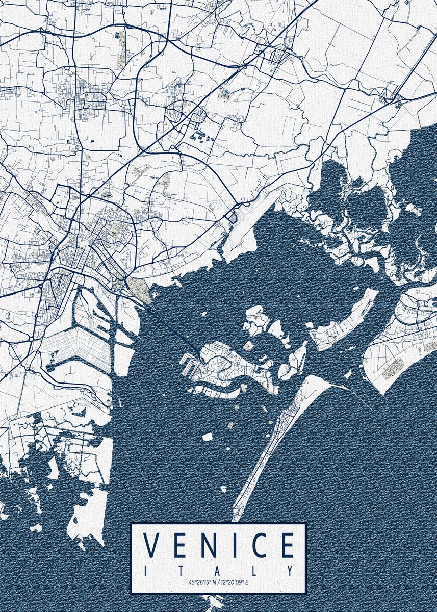 'Venice City Map Coastal' Poster, picture, metal print, paint by deMAP Studio | Displate