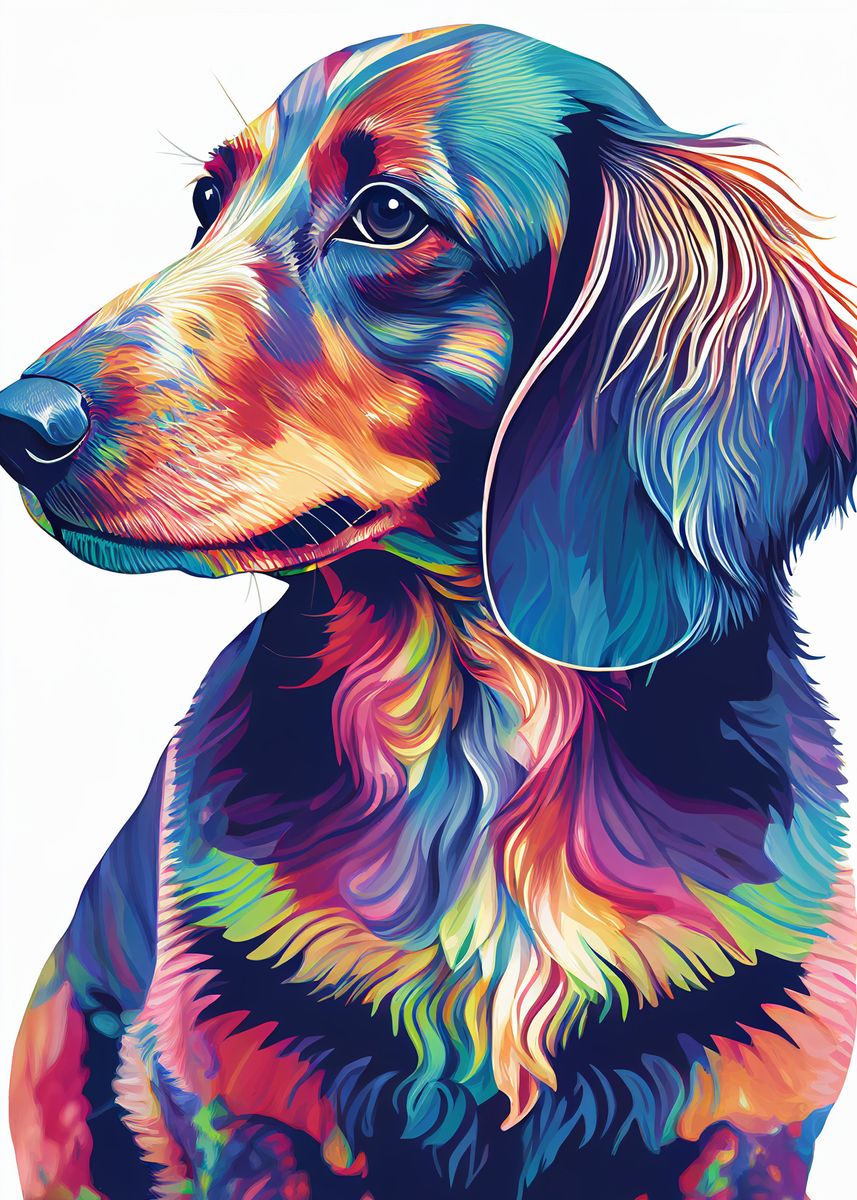 'Dachshund Colorful' Poster, picture, metal print, paint by DecoyDesign ...