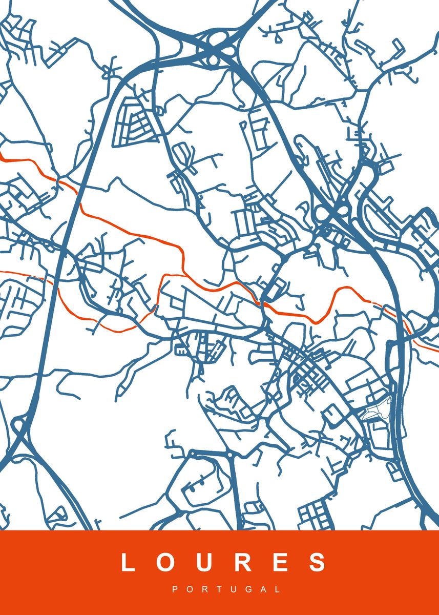 'Map LOURES PORTUGAL' Poster, picture, metal print, paint by UrbanMaps ...