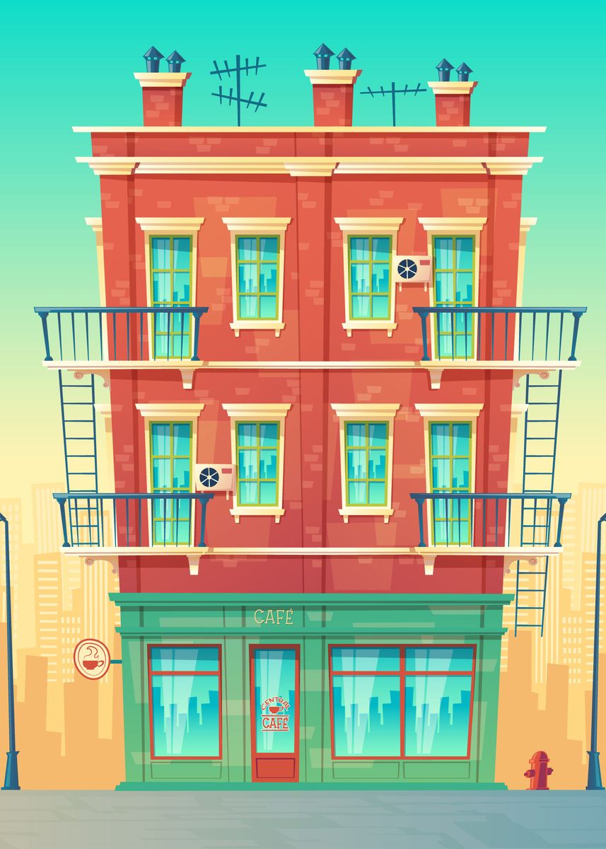'suburban cafe' Poster, picture, metal print, paint by Ferdinand | Displate
