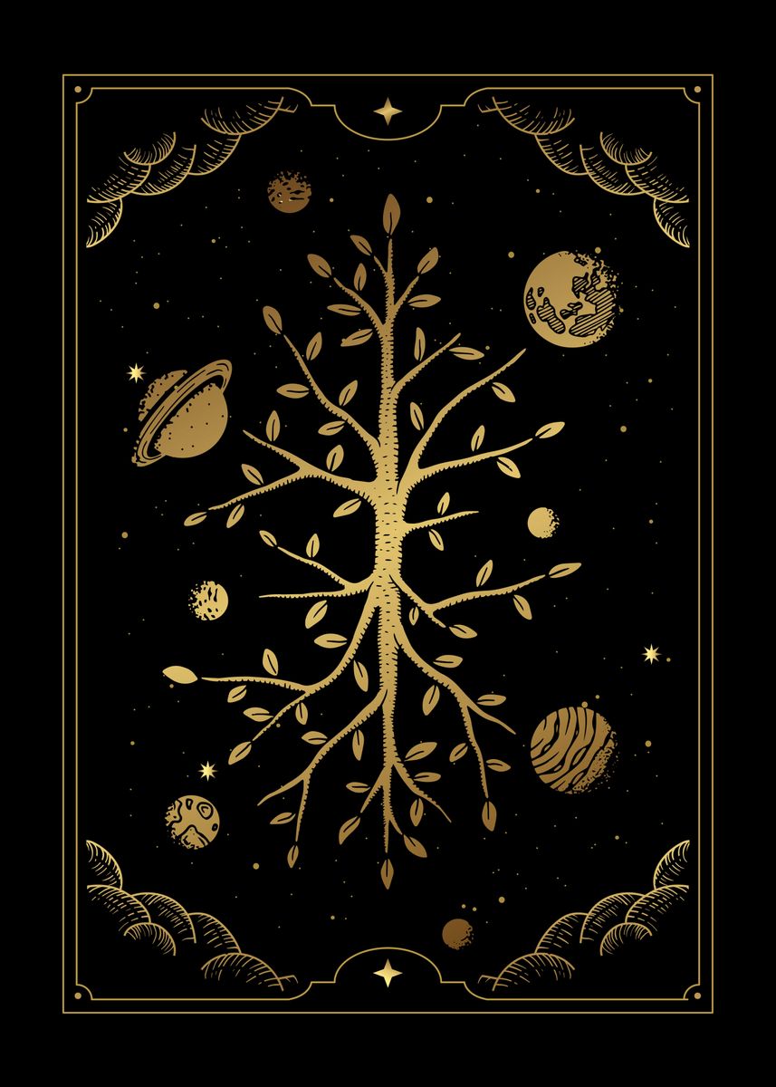 'Tarot the tree roots' Poster, picture, metal print, paint by Michael ...