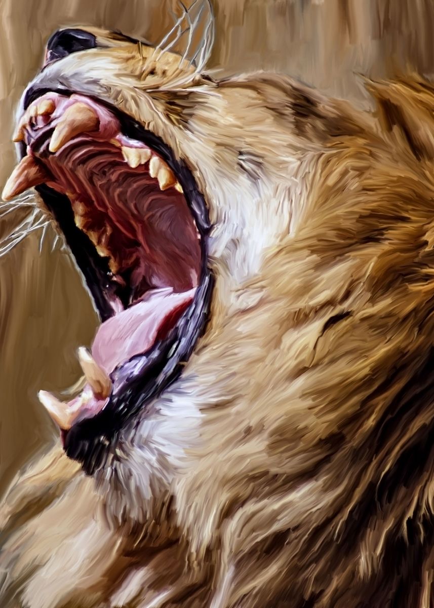 'Lion Roar Paintings' Poster, picture, metal print, paint by Ademba Boy ...