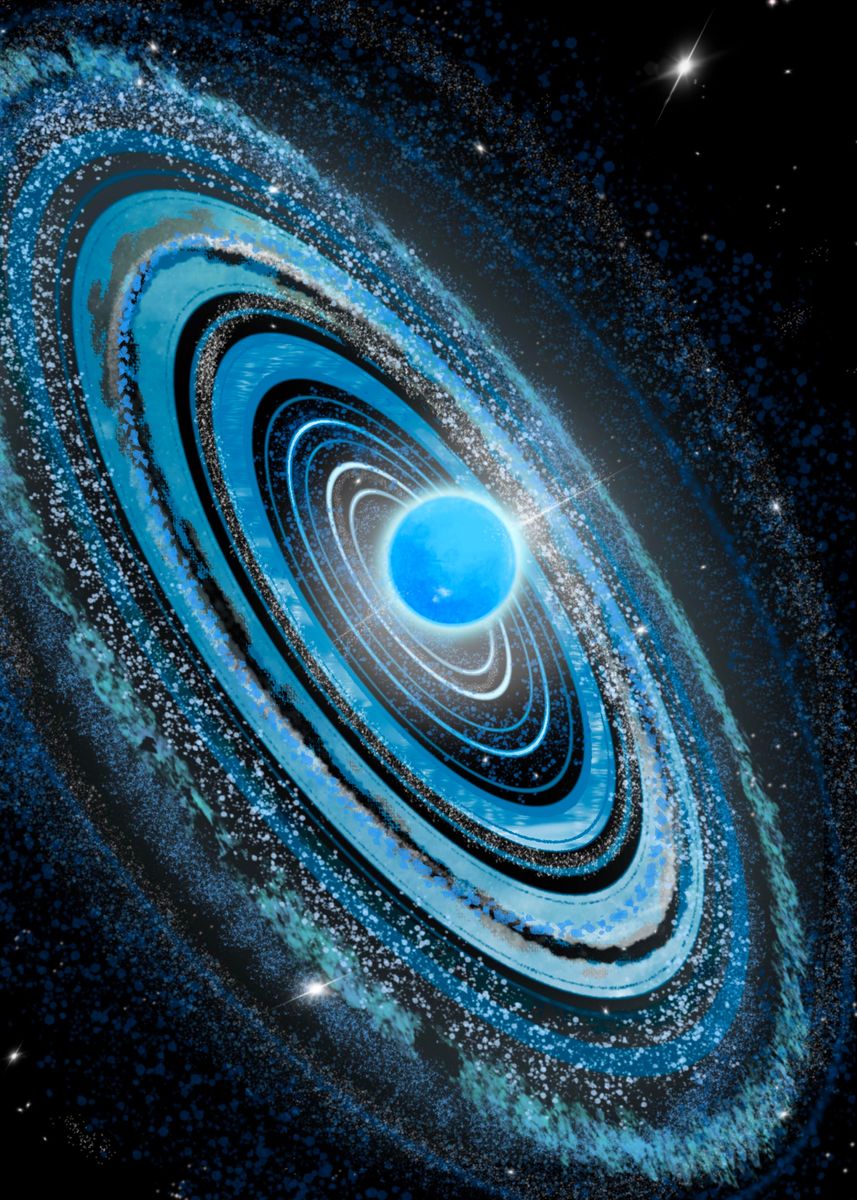 'Small blue planet rings' Poster, picture, metal print, paint by ...