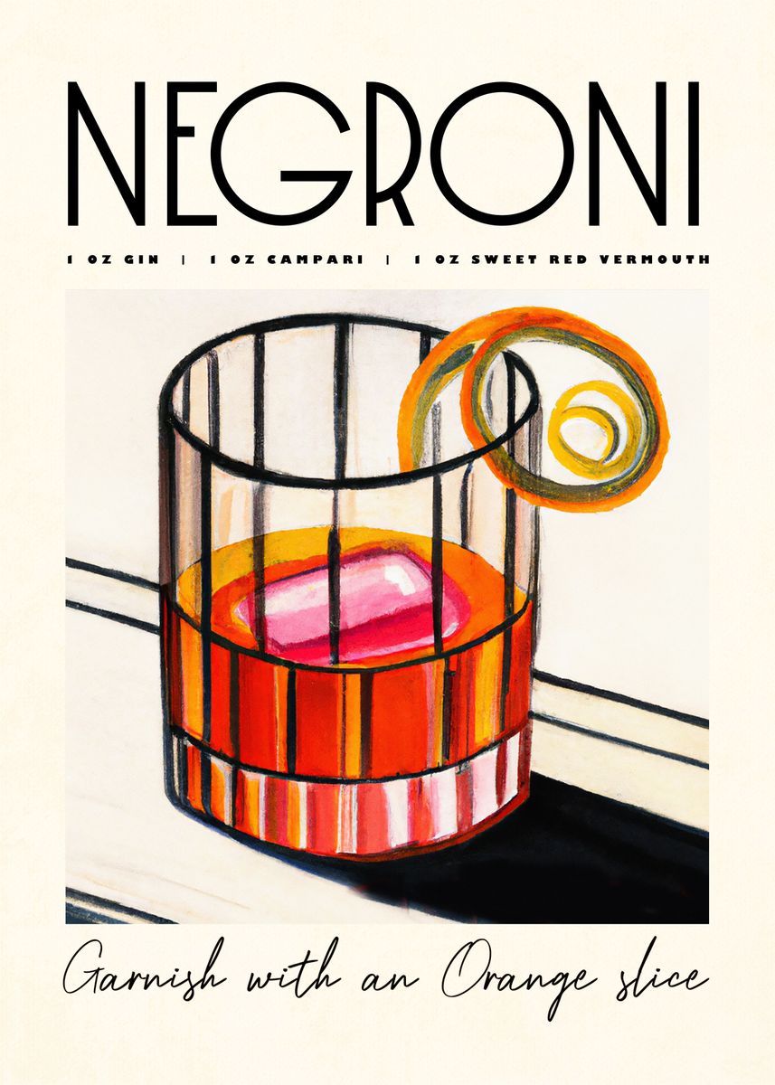 'Classic Negroni' Poster, picture, metal print, paint by SipCircle ...