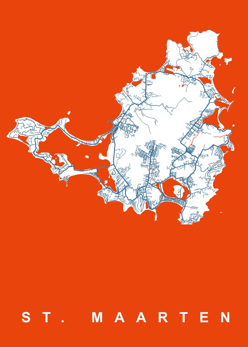 'ST MAARTEN Island' Poster, picture, metal print, paint by UrbanMaps ...
