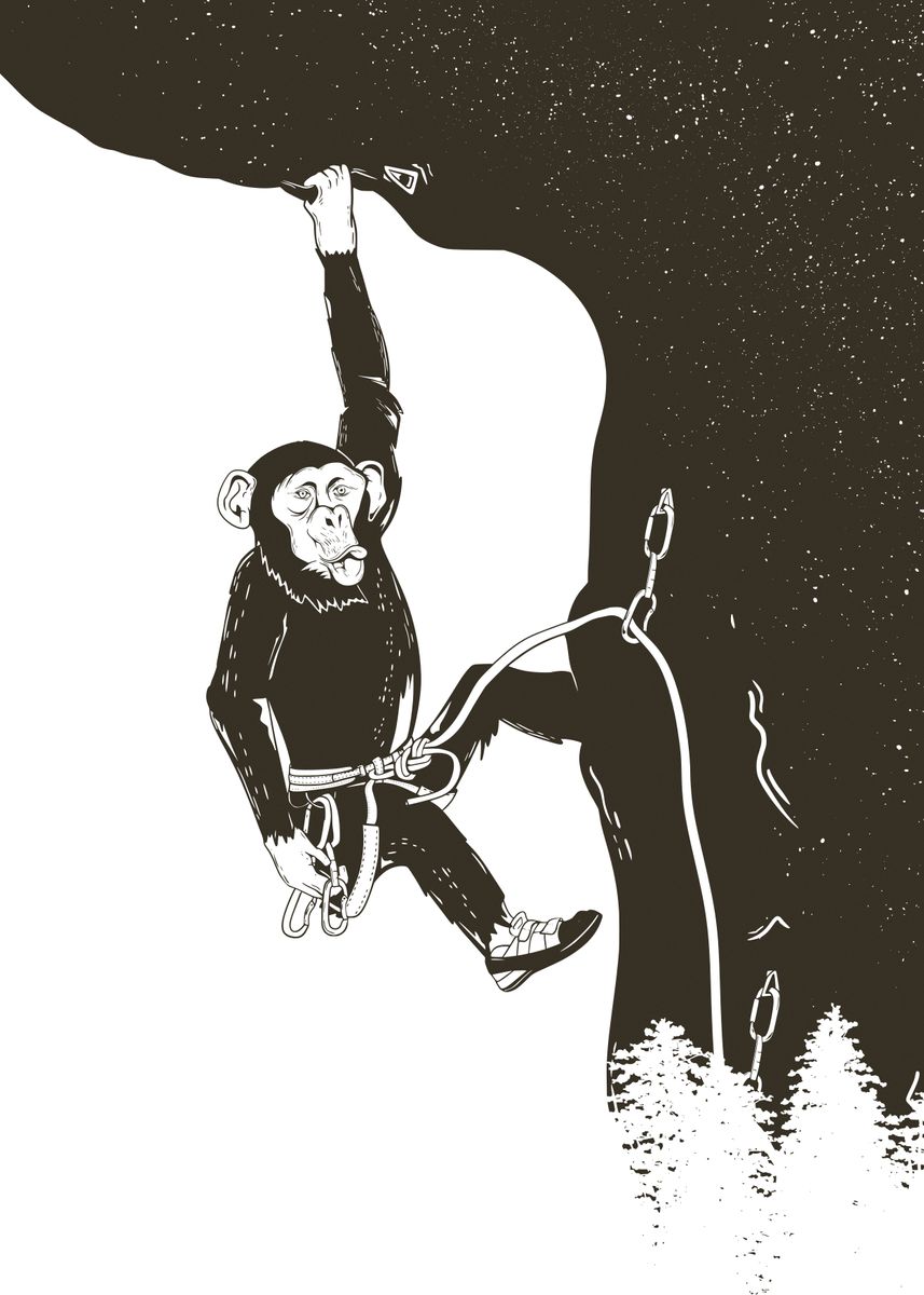 'Monkey Rock climbing' Poster, picture, metal print, paint by mailbox ...