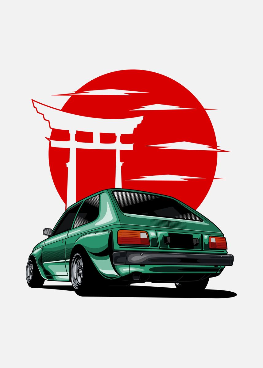 'Toyota Starlet KP61' Poster, picture, metal print, paint by Hasnaa Art ...