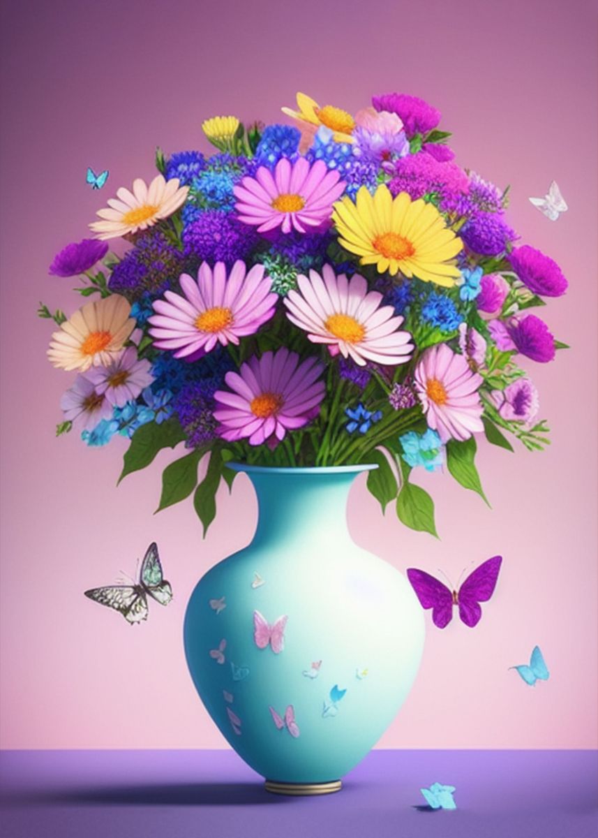 'Bouquet 3' Poster, picture, metal print, paint by Julia Rudens | Displate