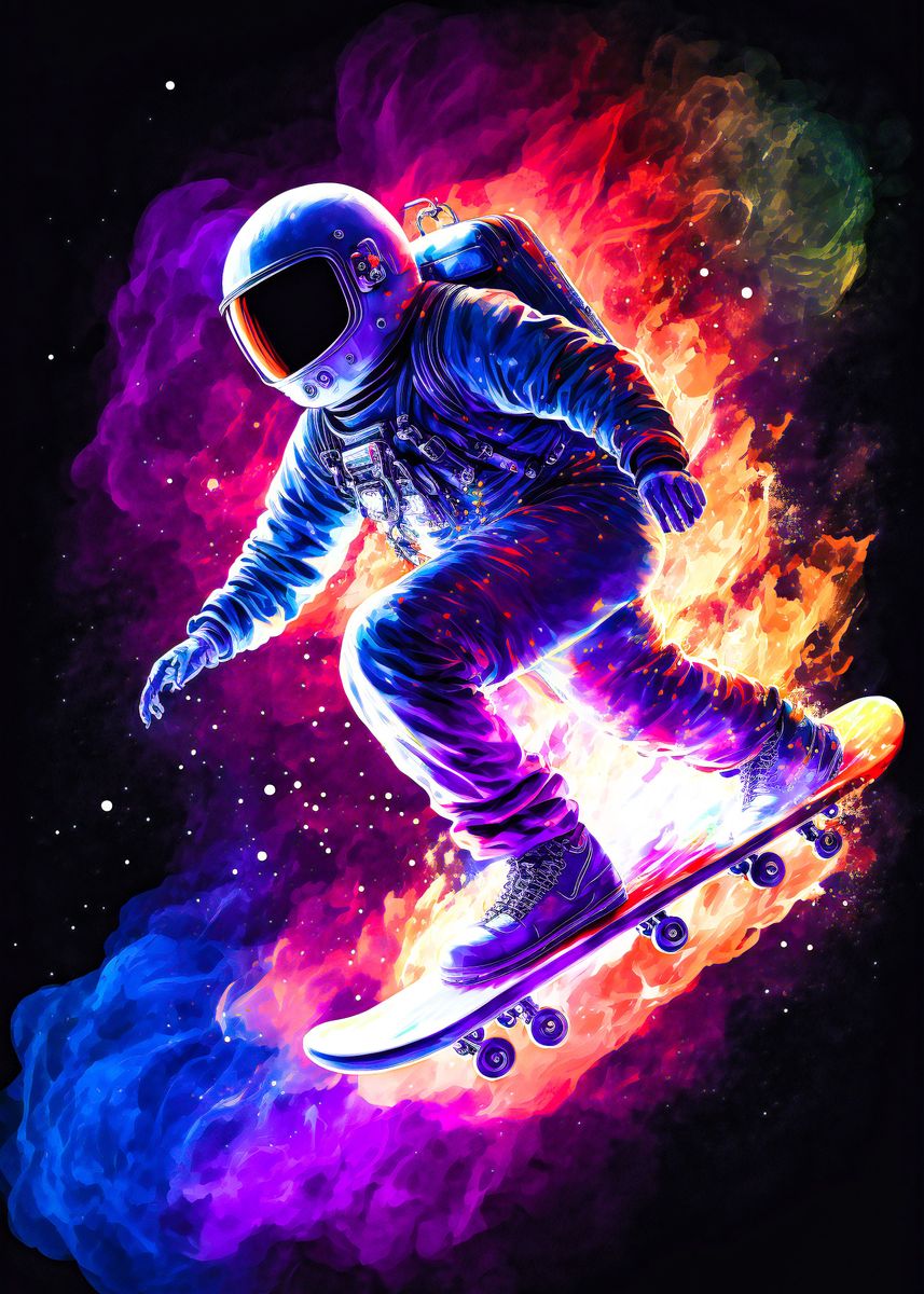 'Astro on fire 4' Poster, picture, metal print, paint by Xi Designs ...