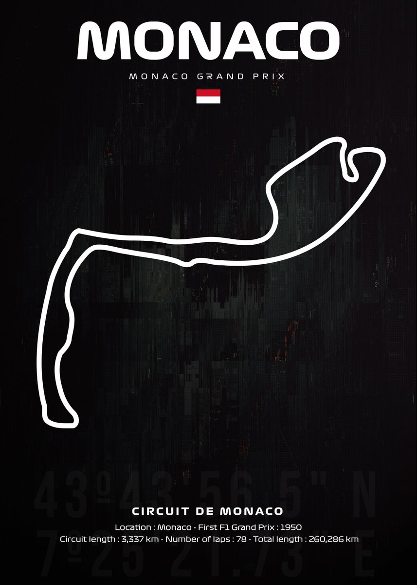 'F1 Monaco circuit map' Poster, picture, metal print, paint by Emeric ...