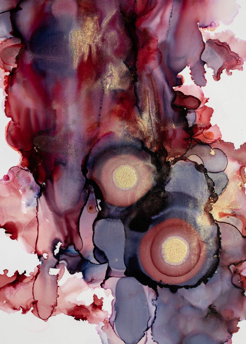 'Black and burgundy ink' Poster, picture, metal print, paint by Nicolas ...