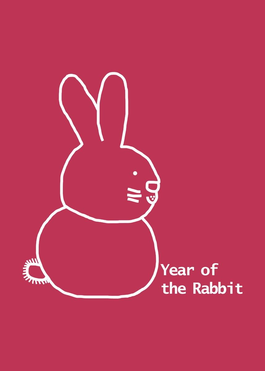 'Year of the Rabbit White' Poster, picture, metal print, paint by ...