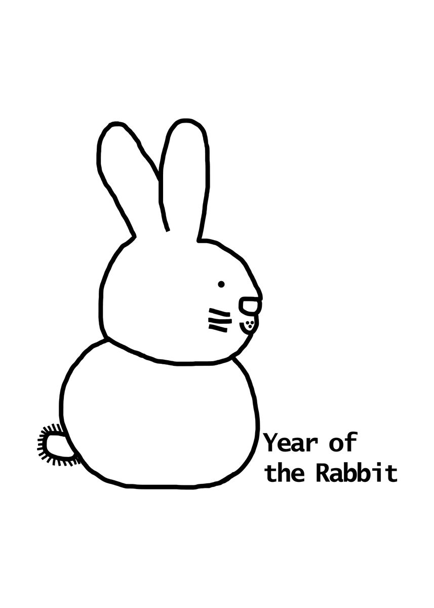 'Year of the Rabbit Black' Poster, picture, metal print, paint by ...