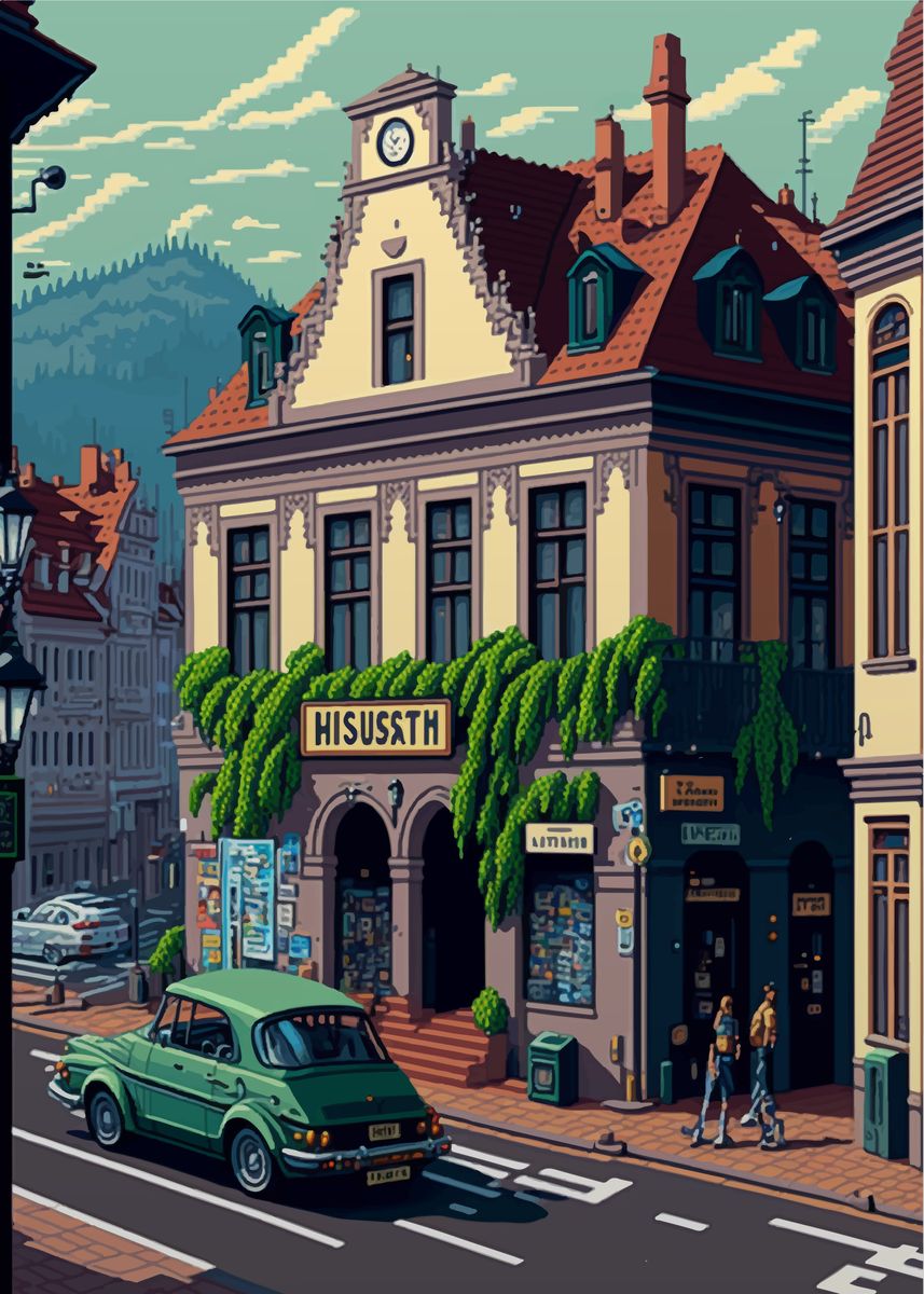 'Graz Pixel art' Poster, picture, metal print, paint by M Art | Displate