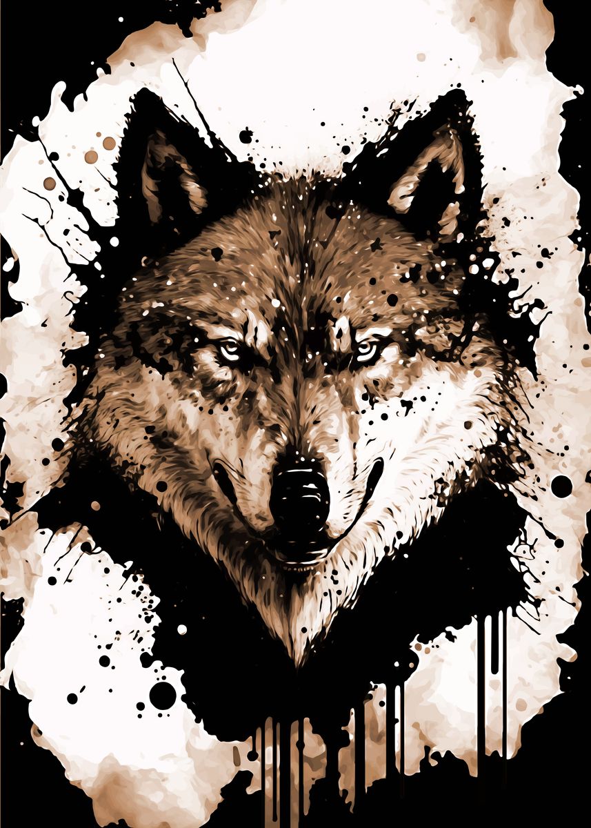 'wolf ink splash' Poster, picture, metal print, paint by Mounier Wanjak ...