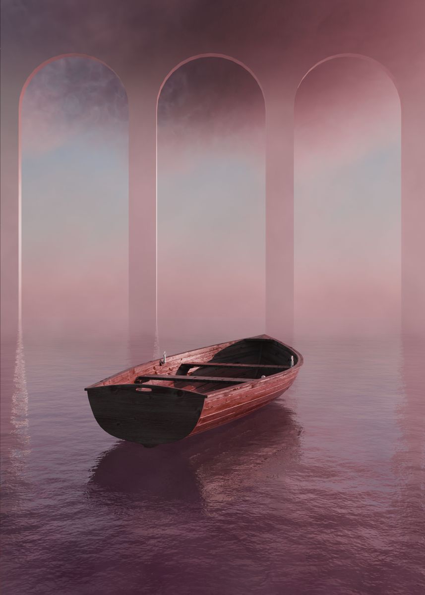 'Boat Pink 3D Surrealism ' Poster, picture, metal print, paint by ...