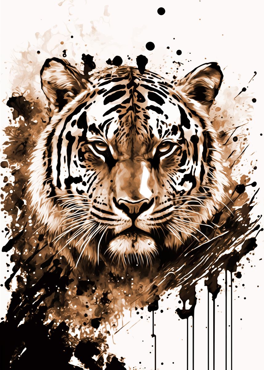 'Tiger' Poster, picture, metal print, paint by Mounier Wanjak | Displate