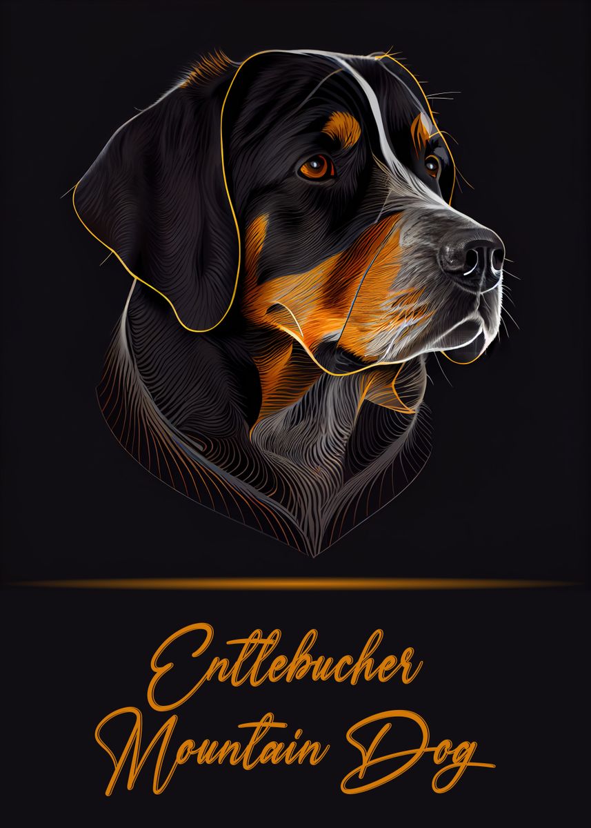 'Entlebucher Mountain Dog' Poster, picture, metal print, paint by ...