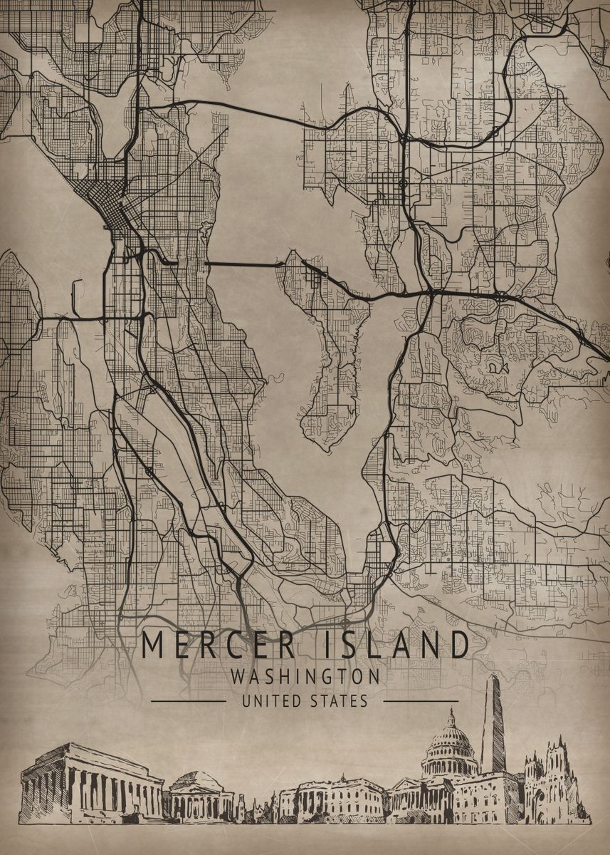 'Mercer Island' Poster, picture, metal print, paint by XandYart | Displate