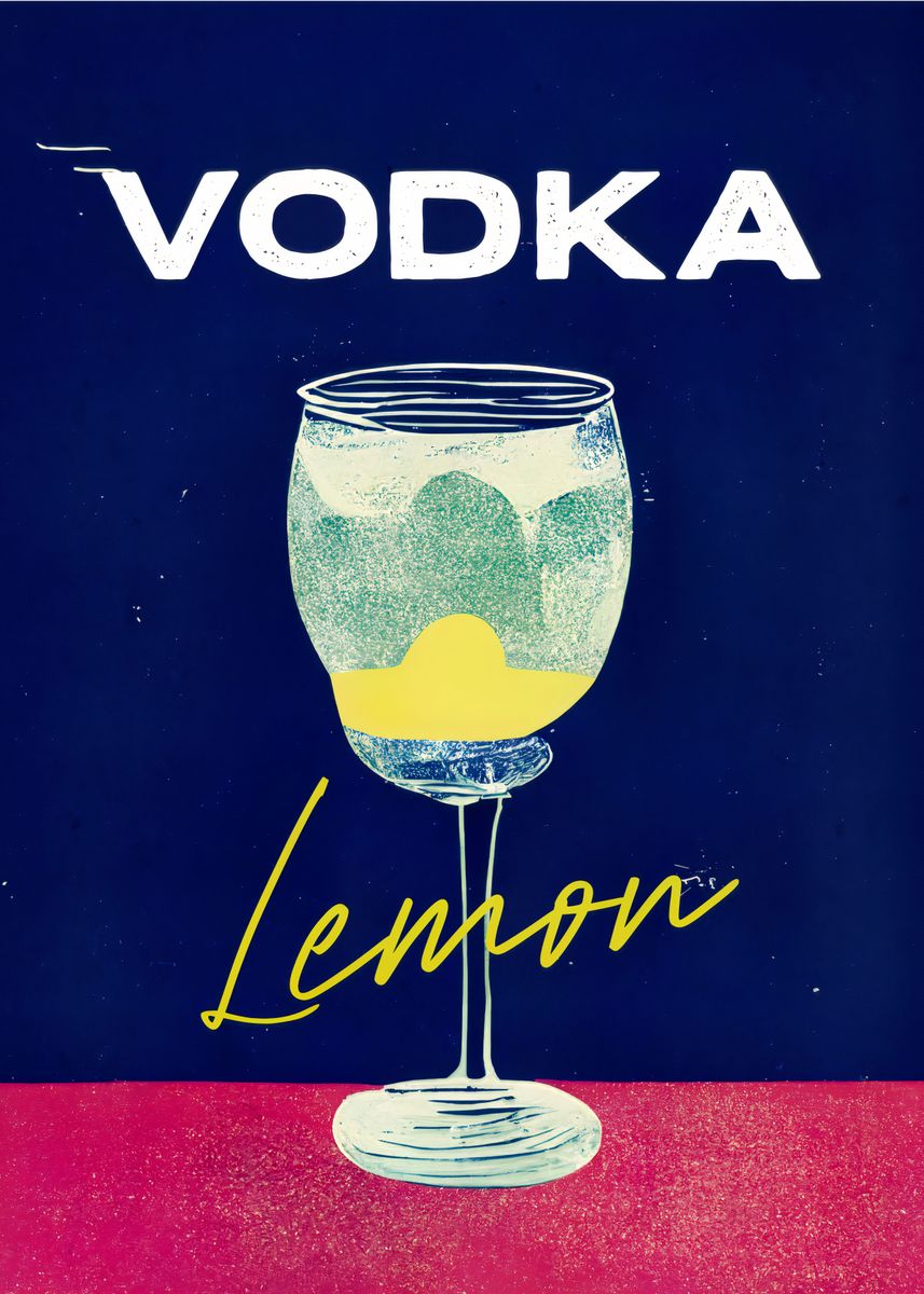 'Vodka Lemon Retro Art' Poster, picture, metal print, paint by ...