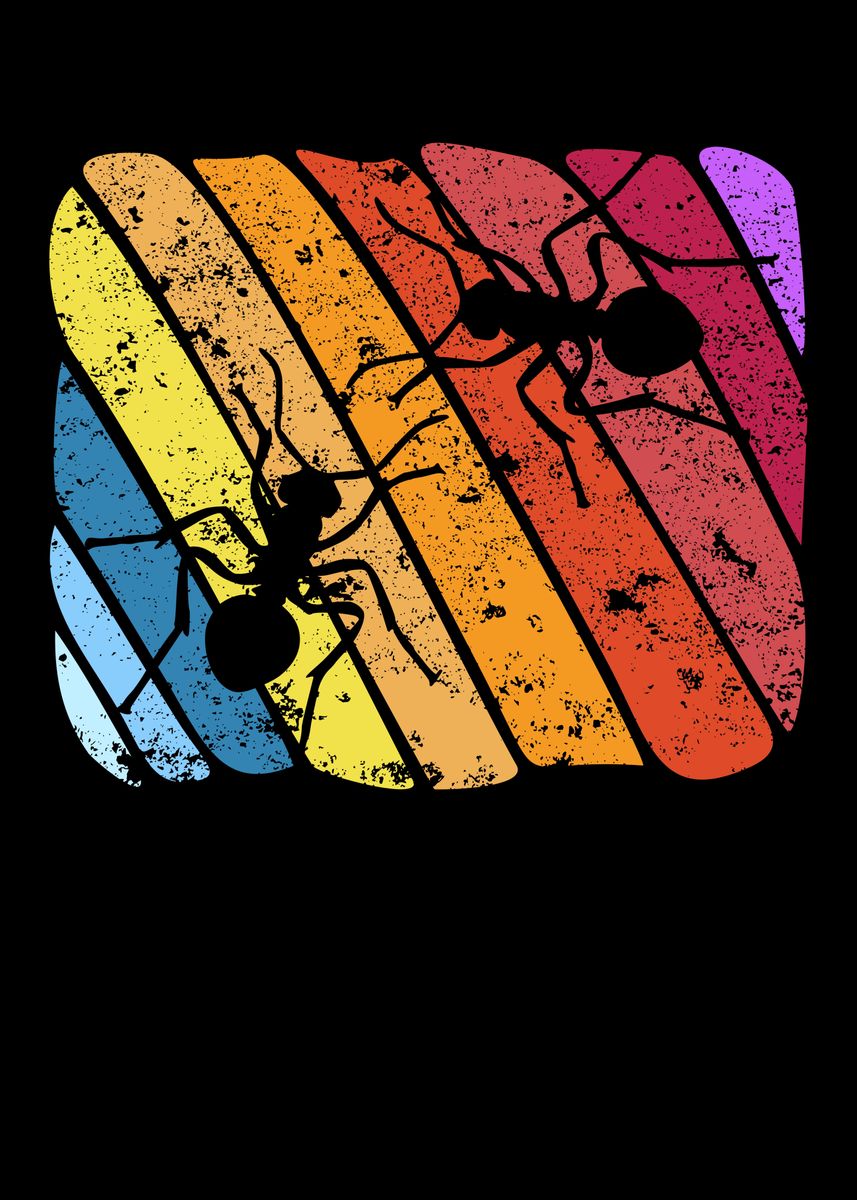 'Retro Ant' Poster, picture, metal print, paint by NAO | Displate