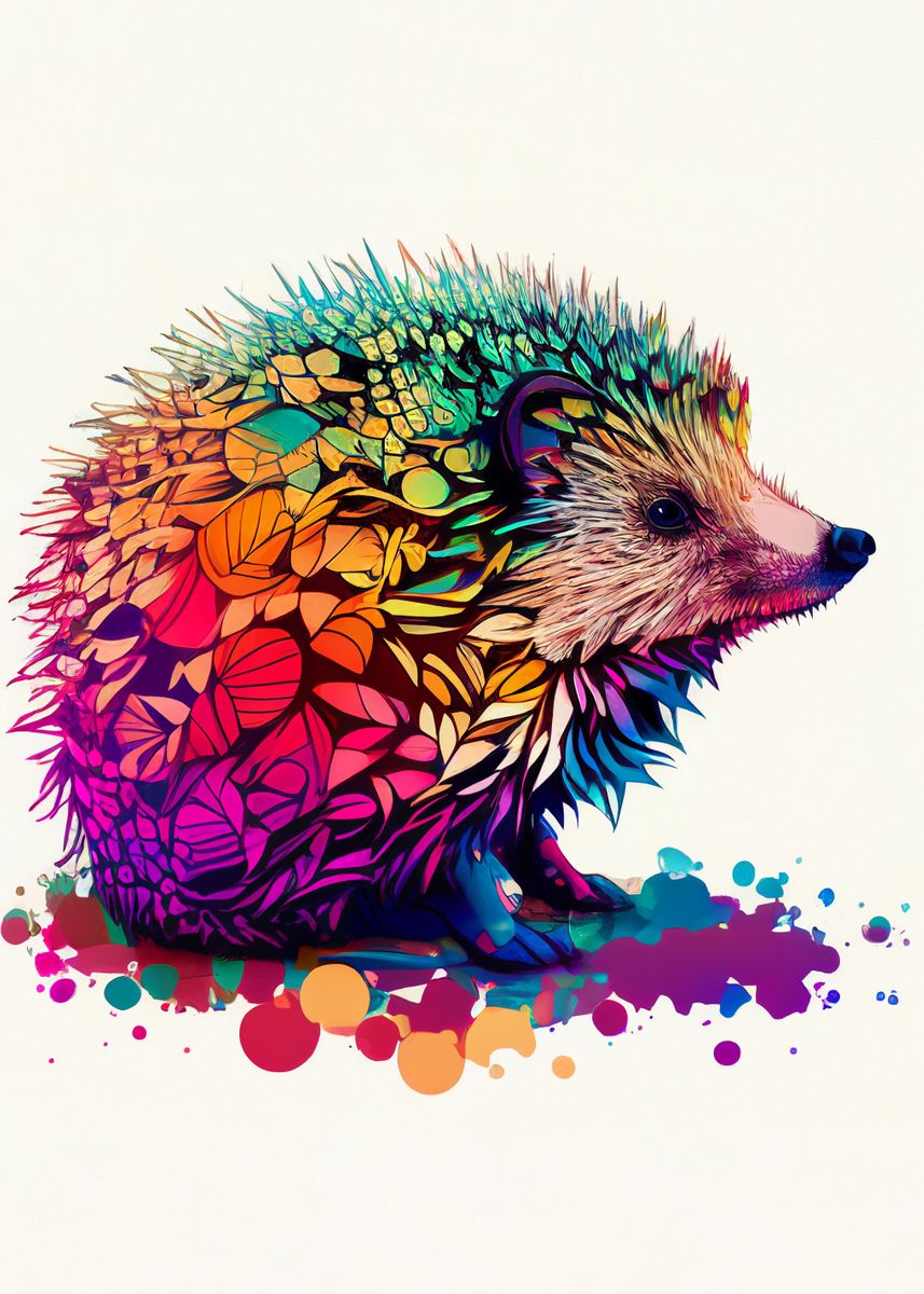 'Hedgehog' Poster, picture, metal print, paint by 24Pixel | Displate