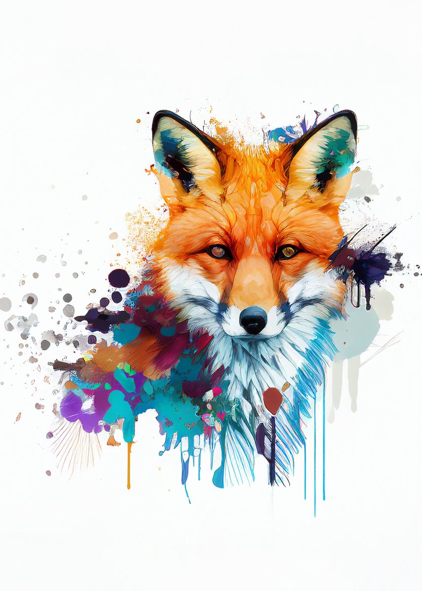 'Fox' Poster, picture, metal print, paint by 24Pixel | Displate