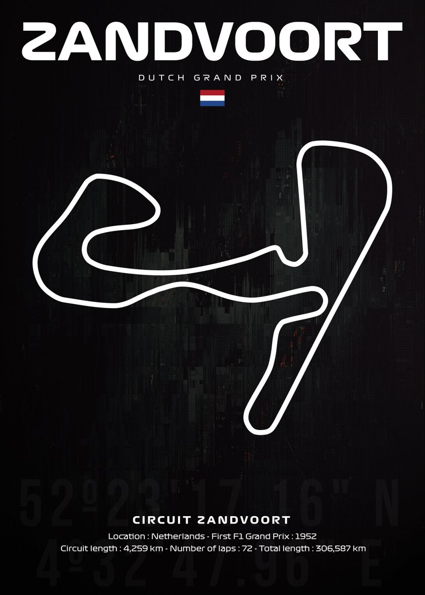 'F1 Zandvoort circuit map' Poster, picture, metal print, paint by ...