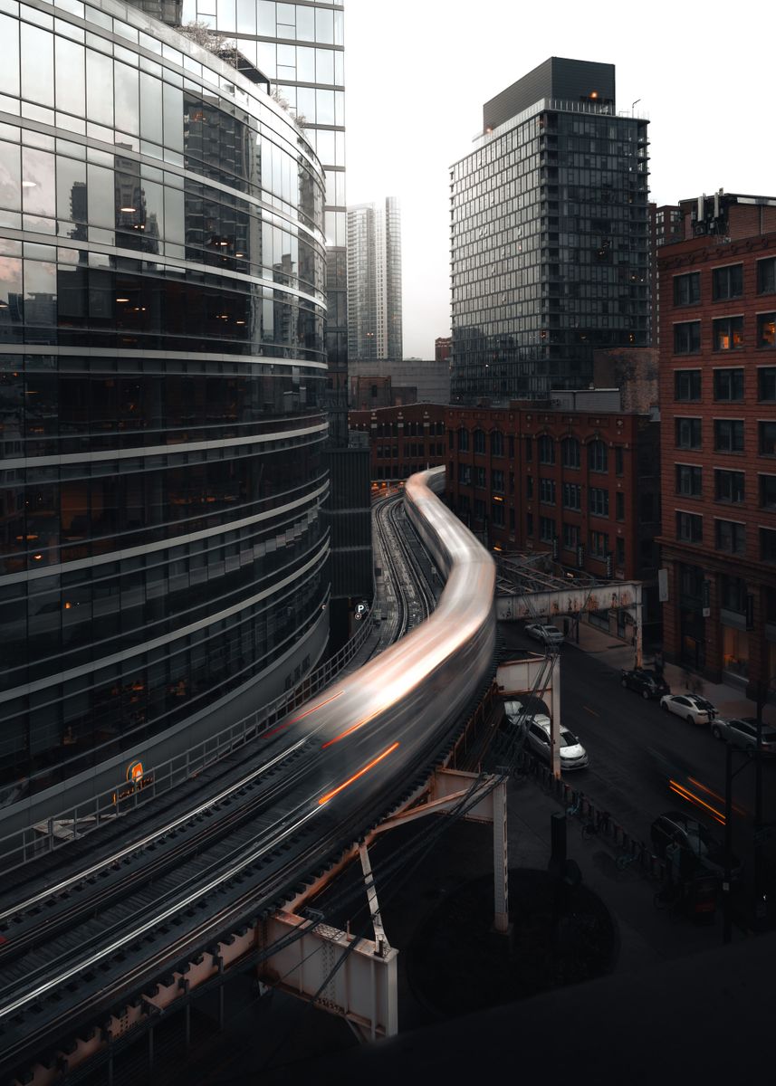 'Metro Train in Chicago' Poster, picture, metal print, paint by Stefan ...