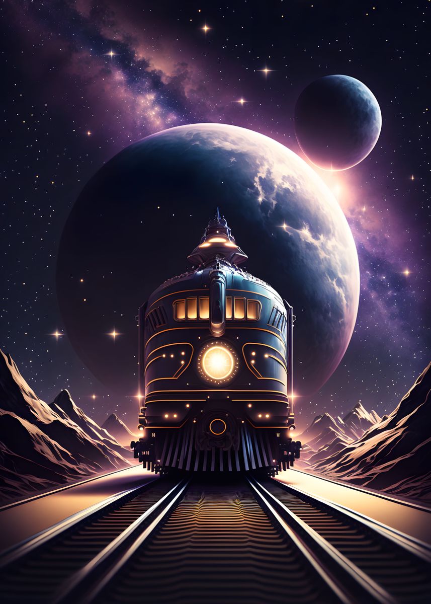 'Fantasy Train 1' Poster, picture, metal print, paint by Pixel Palette | Displate