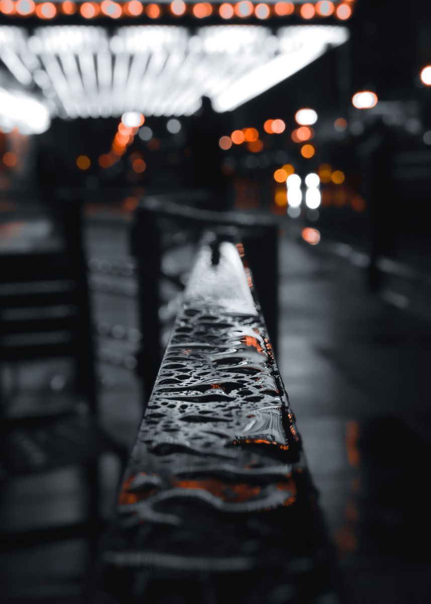 'Rain Drops on a Railing' Poster by Stefan Lenz Photography | Displate