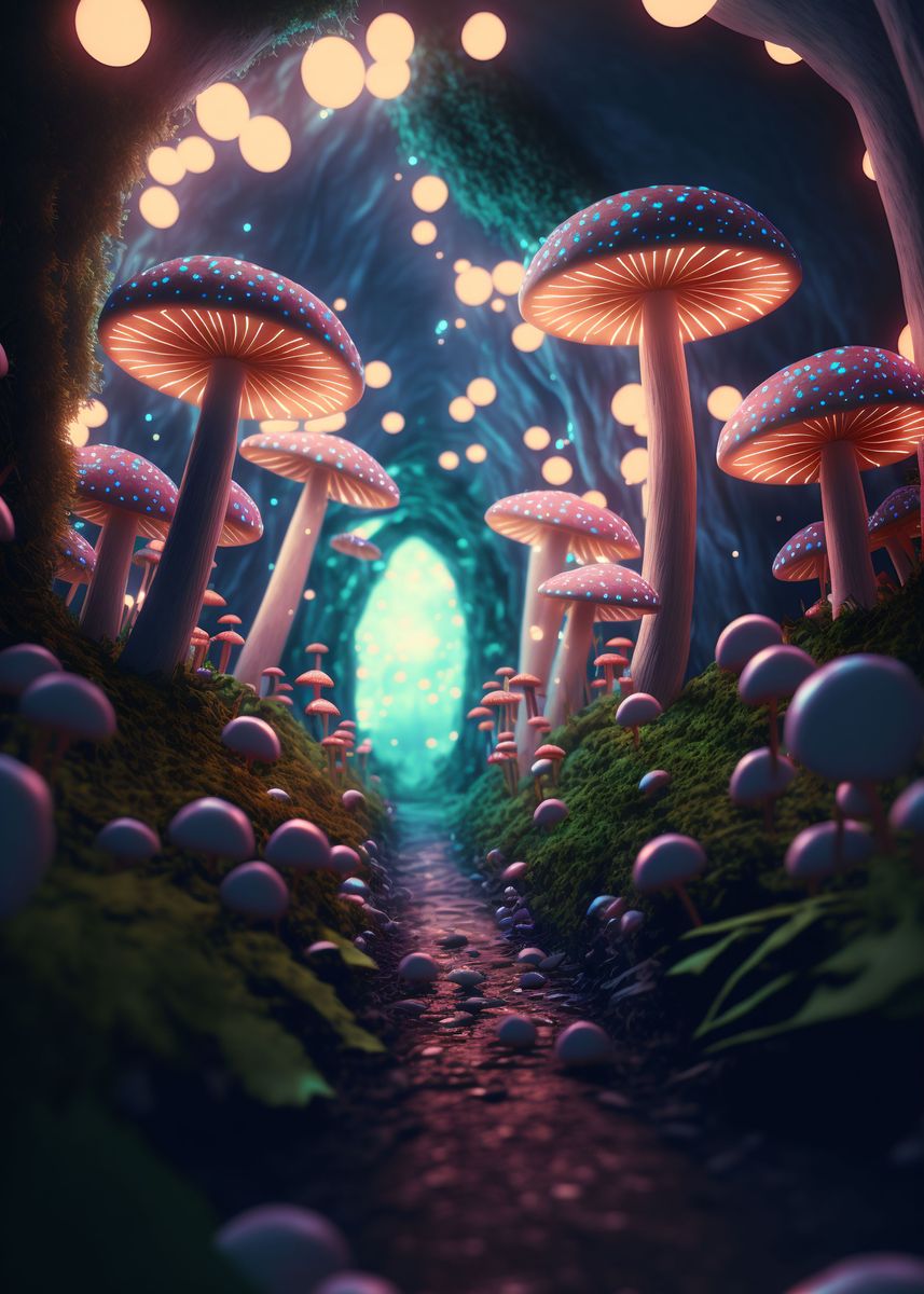 'A magic mushroom forest' Poster, picture, metal print, paint by Absuro ...