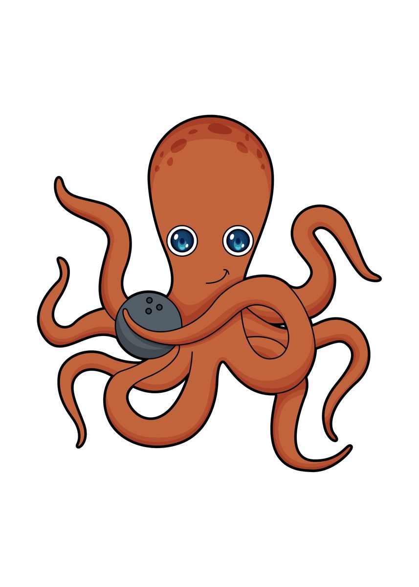 'Octopus Bowling Sports' Poster, picture, metal print, paint by Markus ...