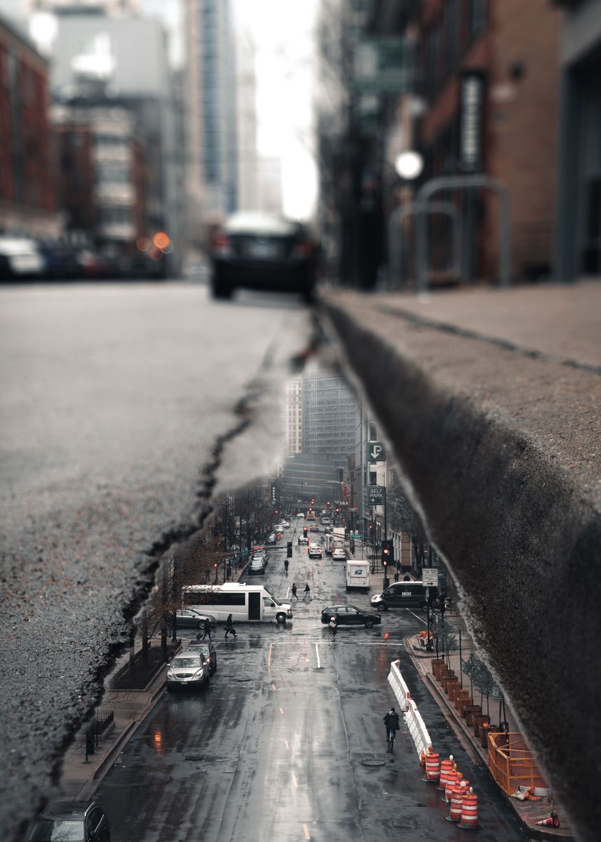 'Chicago Double Street View' Poster, picture, metal print, paint by ...